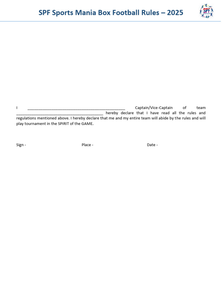 SPF 2025 - Box Football Undertaking | PDF