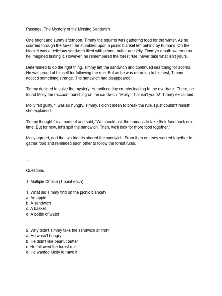 Reading Comprehension Worksheet | PDF
