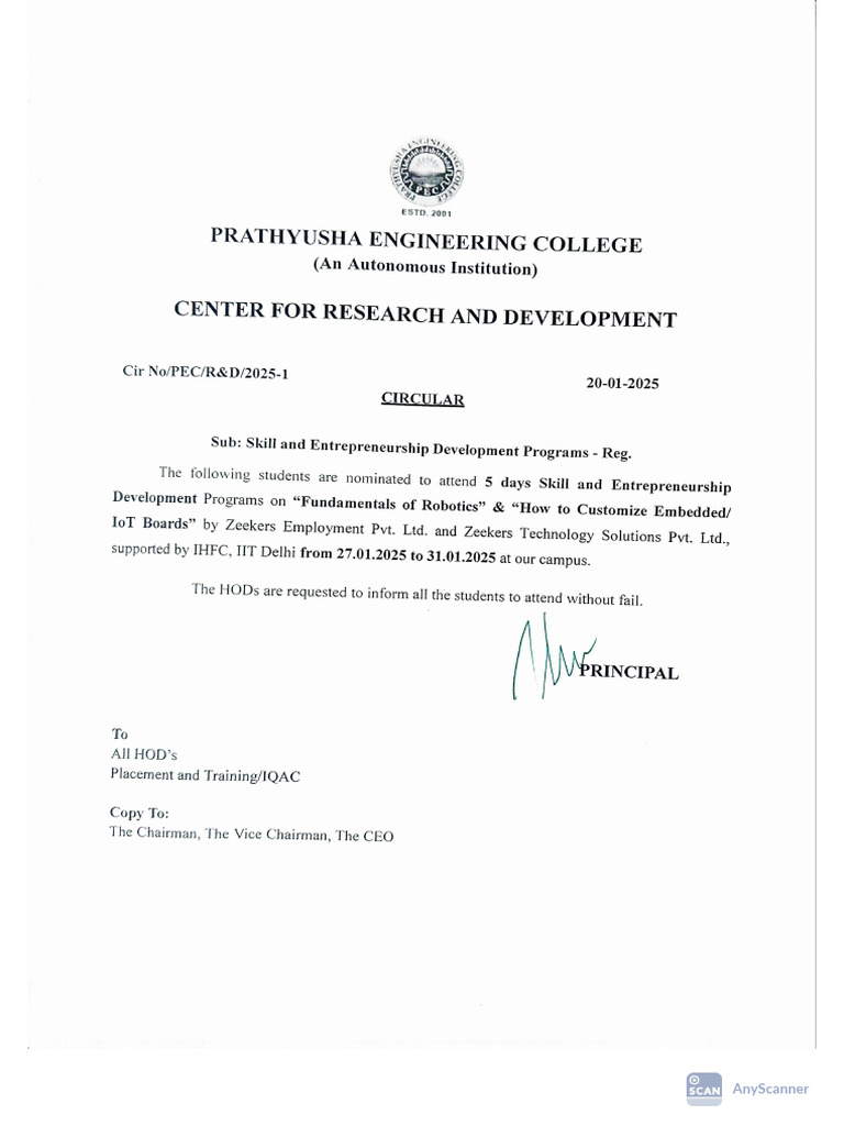 Circular - Skill and Entrepreneurship Development | PDF