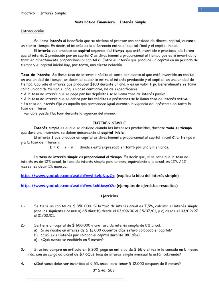 Practico+Interes+Simple 2024 | PDF | Interés | Tasas de interés