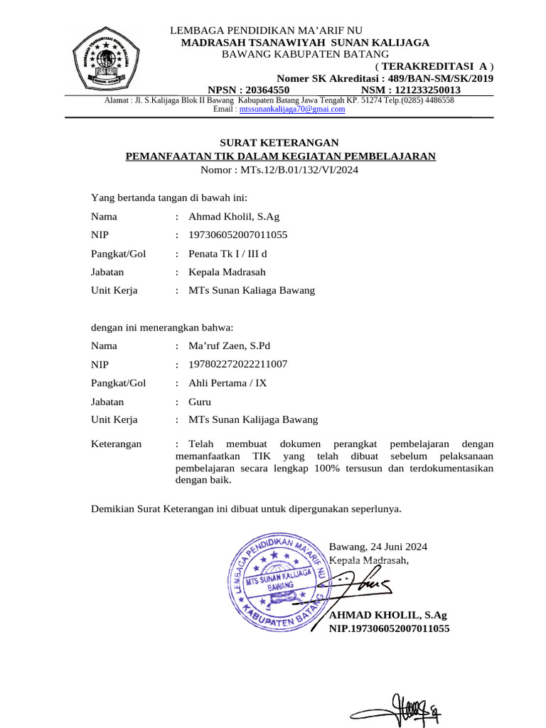 2.2 Surat Keterangan Terlaksananya Pemanfaatan TIK.2 | PDF