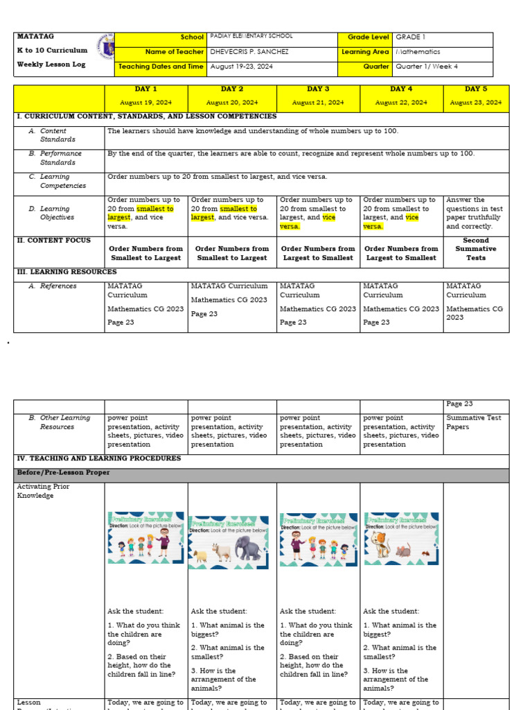 DLL- MATH-W4 | PDF | Curriculum | Learning