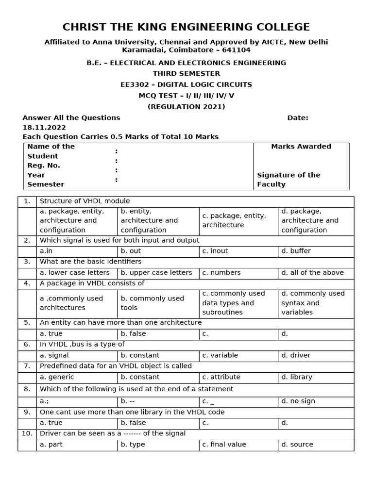 MCQ 5 - Copy | PDF | Vhdl | Computing