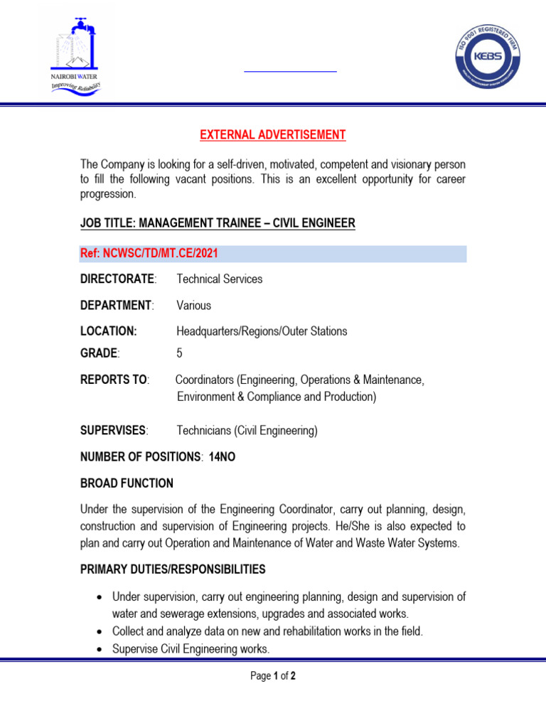 Management Trainee - Civil Engineer | PDF | Business