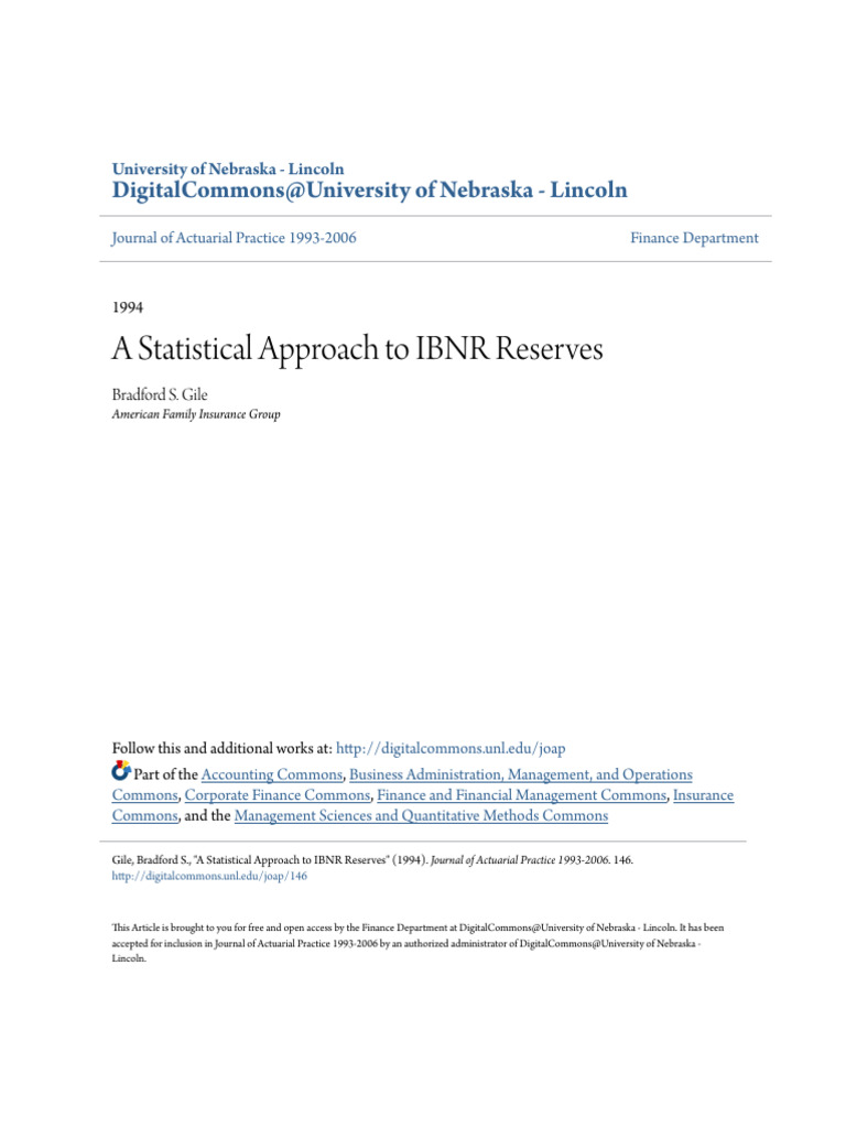 A Statistical Approach To IBNR Reserves | PDF | Probability Density ...