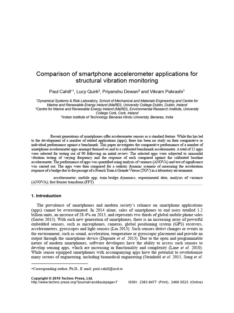 Comparison of Smartphone Accelerometer Applications for Structural Vibration Monitoring | PDF ...