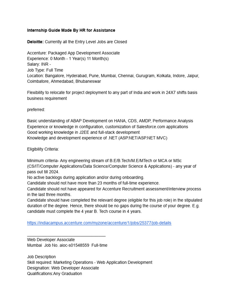 Internship Guide Made By HR for Assistance | PDF | Microsoft Sql Server | C Sharp (Programming ...