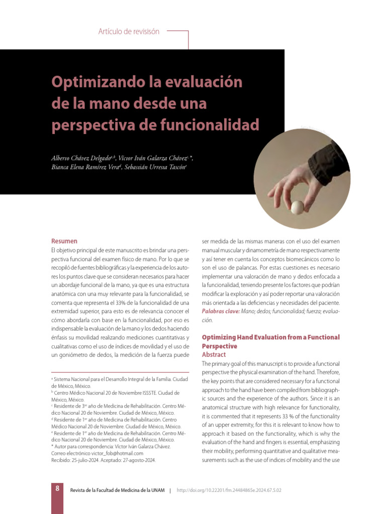 Evaluación Funcional de la Mano | PDF | Mano | Palanca