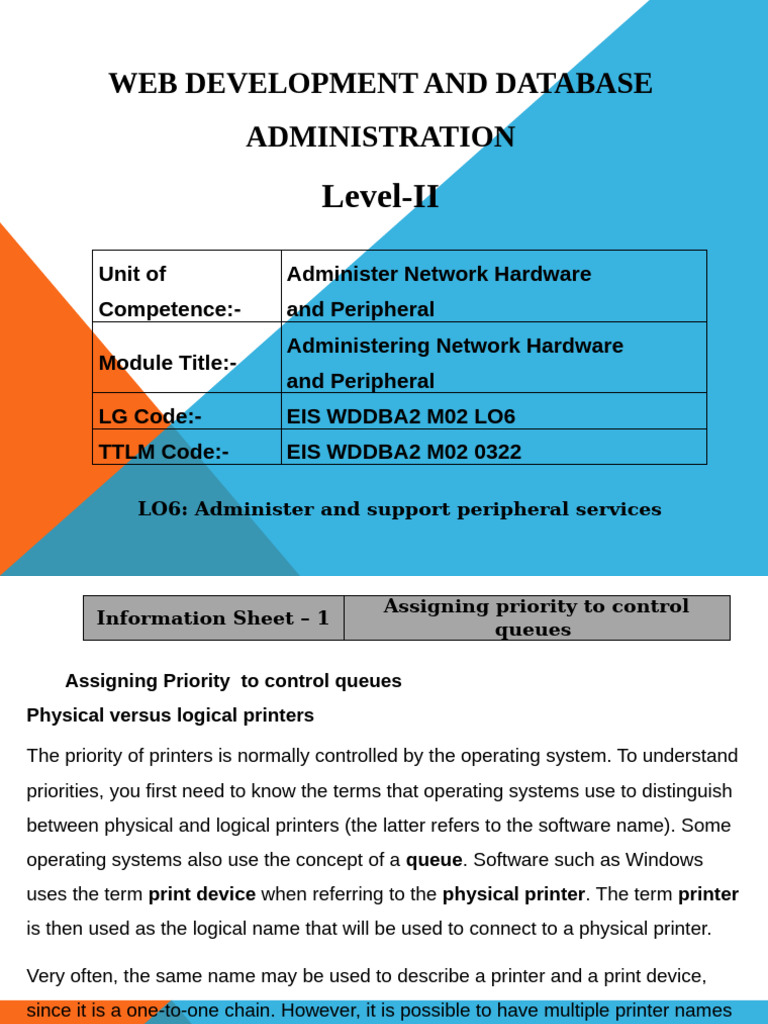 LO6 Administer and Support Peripheral Services | PDF | Active Directory ...