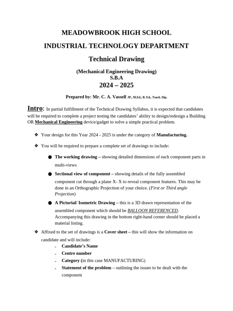 2024 - 2025 TD SBA - Mech DRW | PDF | Screw | Technical Drawing