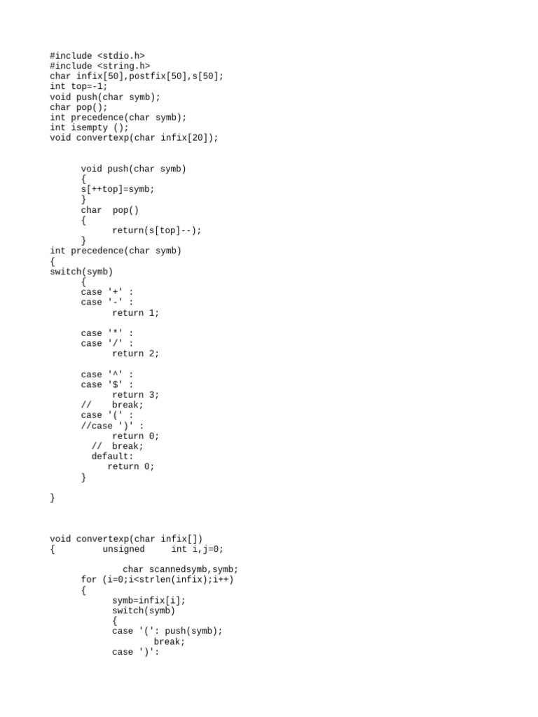Postfix Evaluation | PDF