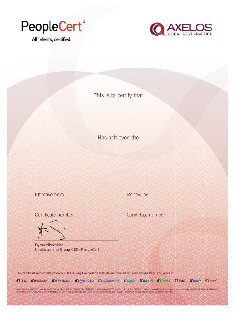 ITIL Foundation Certificate Details | PDF