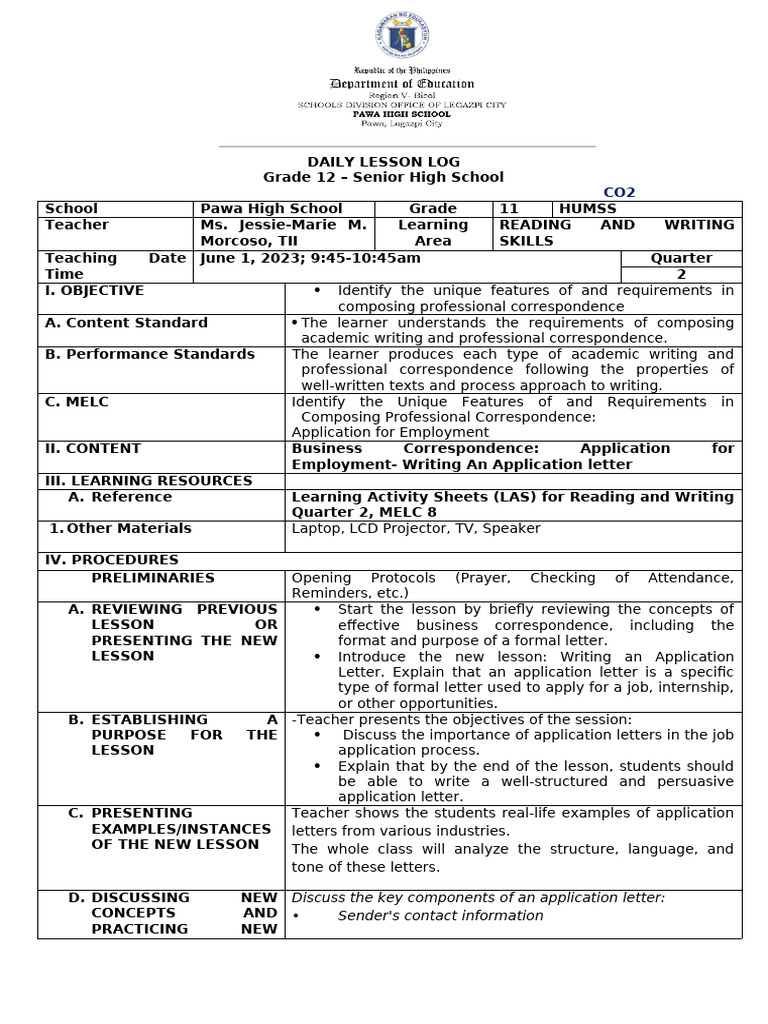Co2 DLL Reading and Writing 060123 | PDF | Learning | Cognitive Science