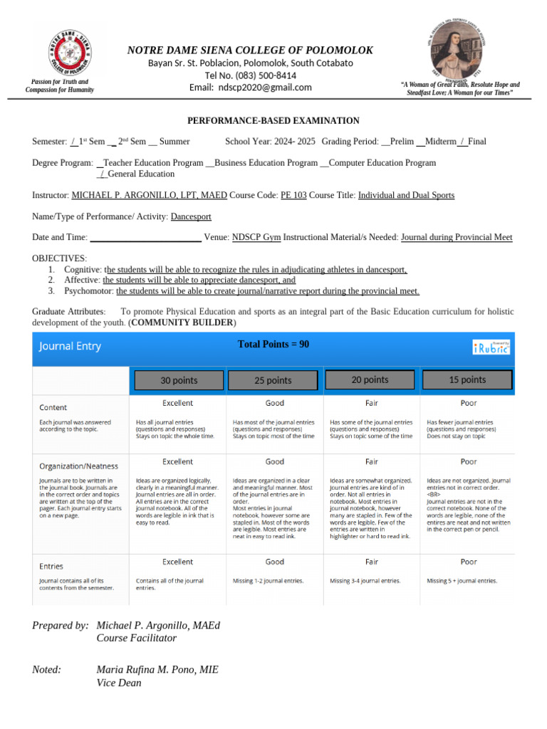 Dancesport Performance Exam Guide | PDF