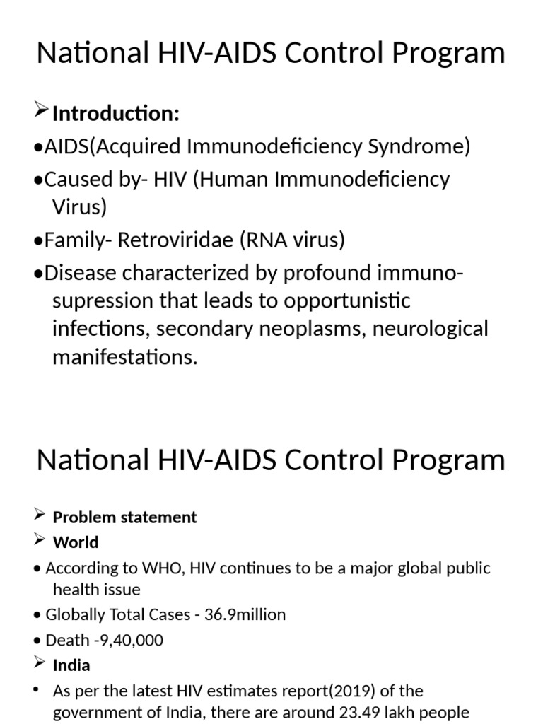 National HIV-AIDS Control Program Overview | PDF | Sexually Transmitted ...