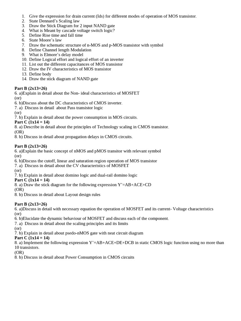 Mosfet Operation And Cmos Design Concepts Pdf