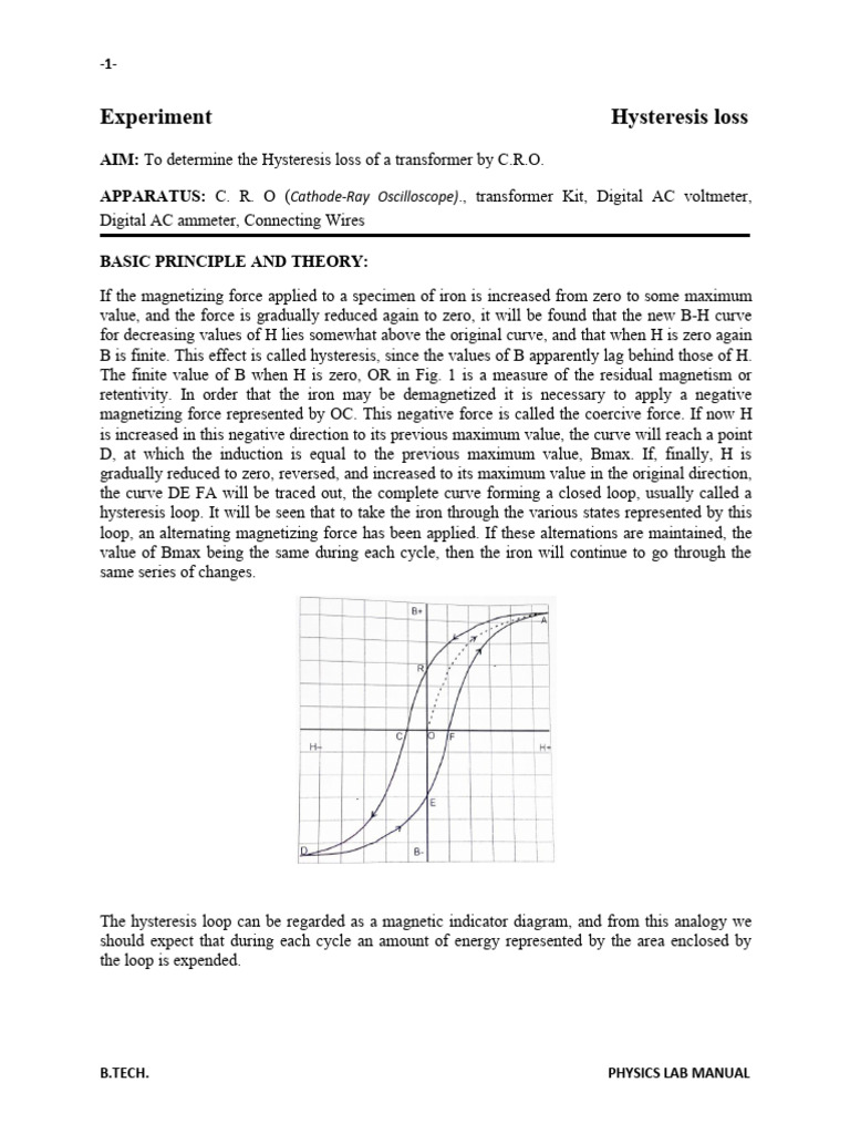 Hysteresis Loss | PDF | Hysteresis | Transformer