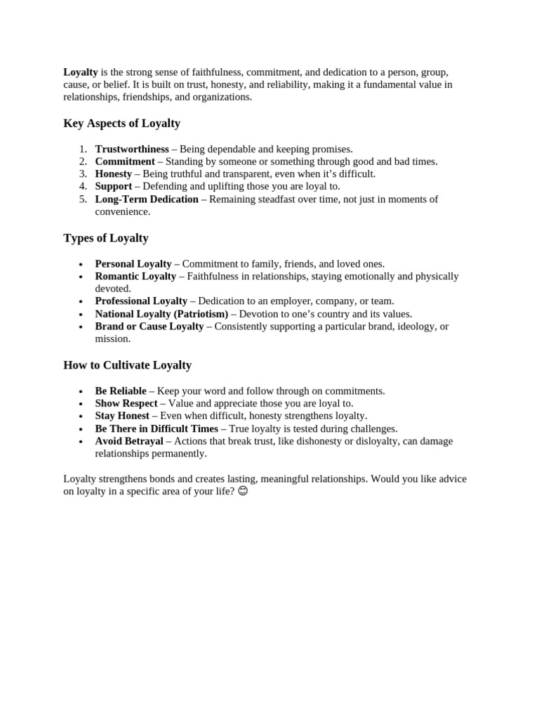 Loyalty | PDF