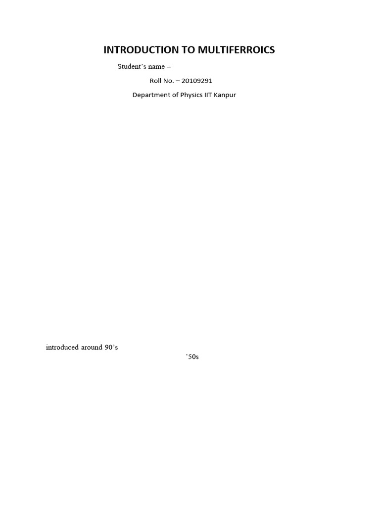 Introduction to Multiferroics paper | PDF | Ferroelectricity | Ferromagnetism