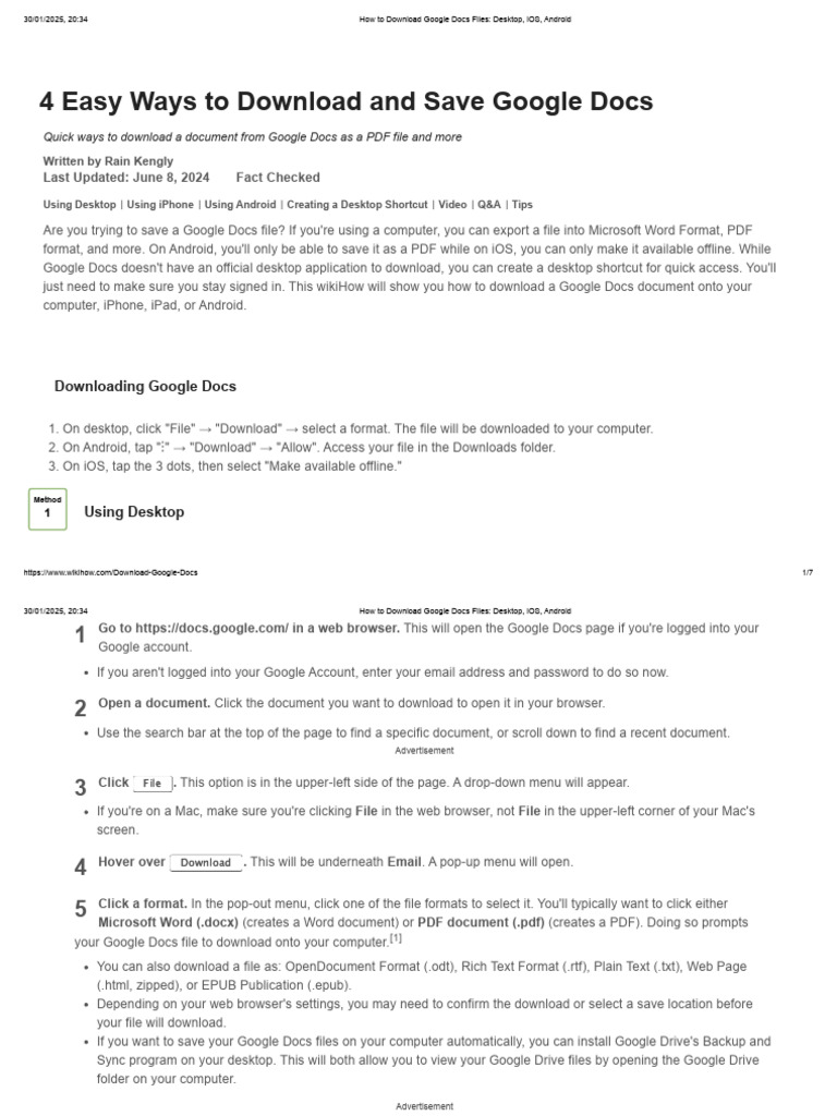 How to Download Google Docs Files_ Desktop, iOS, Android | PDF | Ios | Android (Operating System)