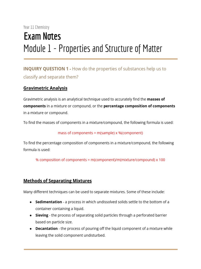 Chemistry Notes Module 1 - 4 | PDF | Isotope | Atoms