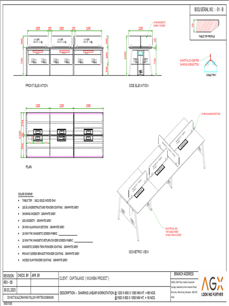 SHARING LINEAR WORKSTATION DRAWING-Model | PDF