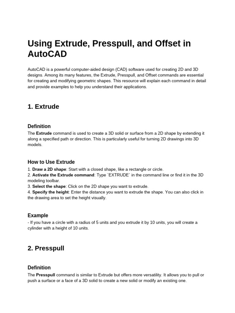 Grade Level 10 - Extrude, Presspull and Offset | PDF | 3 D Computer Graphics | Computer Aided Design