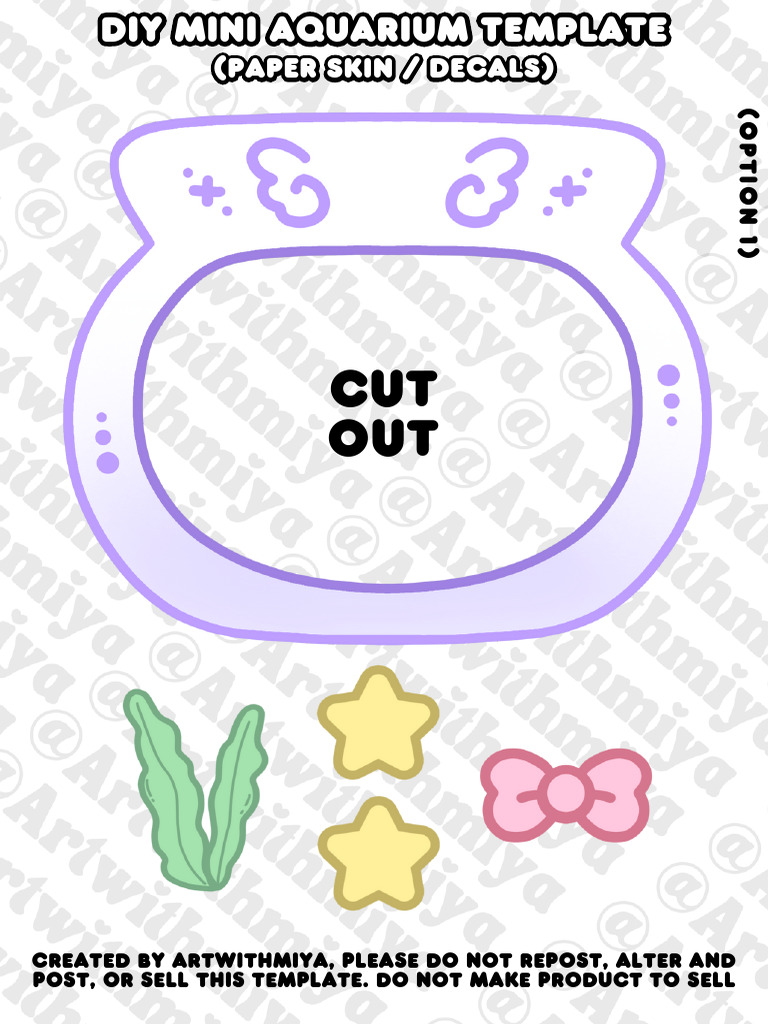 Mini Aquarium Template (Option 1) (Purple) (Black & White + Color) | PDF