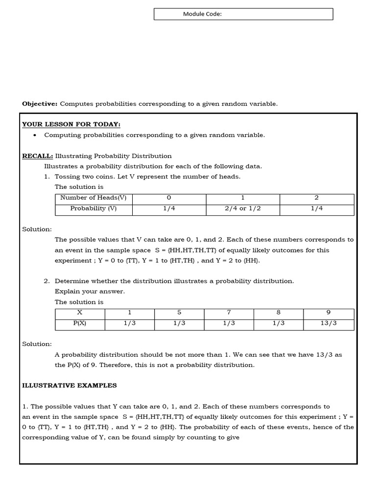 03 Stem 11 Pasay Stats and Prob s2 q1 w2 | PDF | Variance | Random Variable