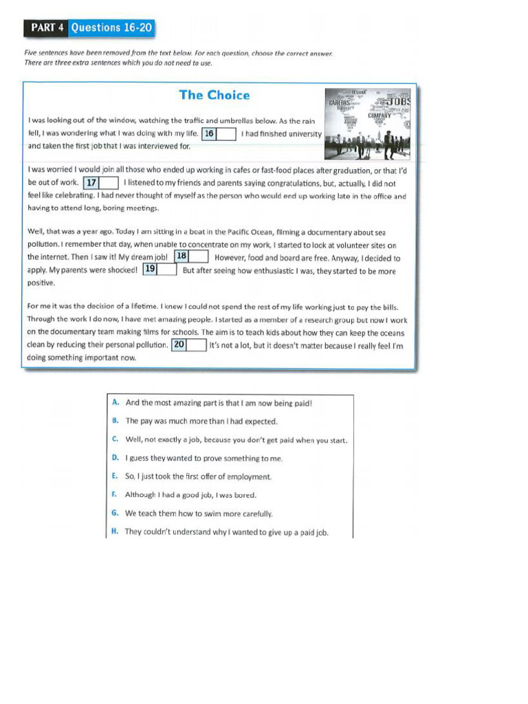 Test 7 - Reading (Part 4,5,6) | PDF