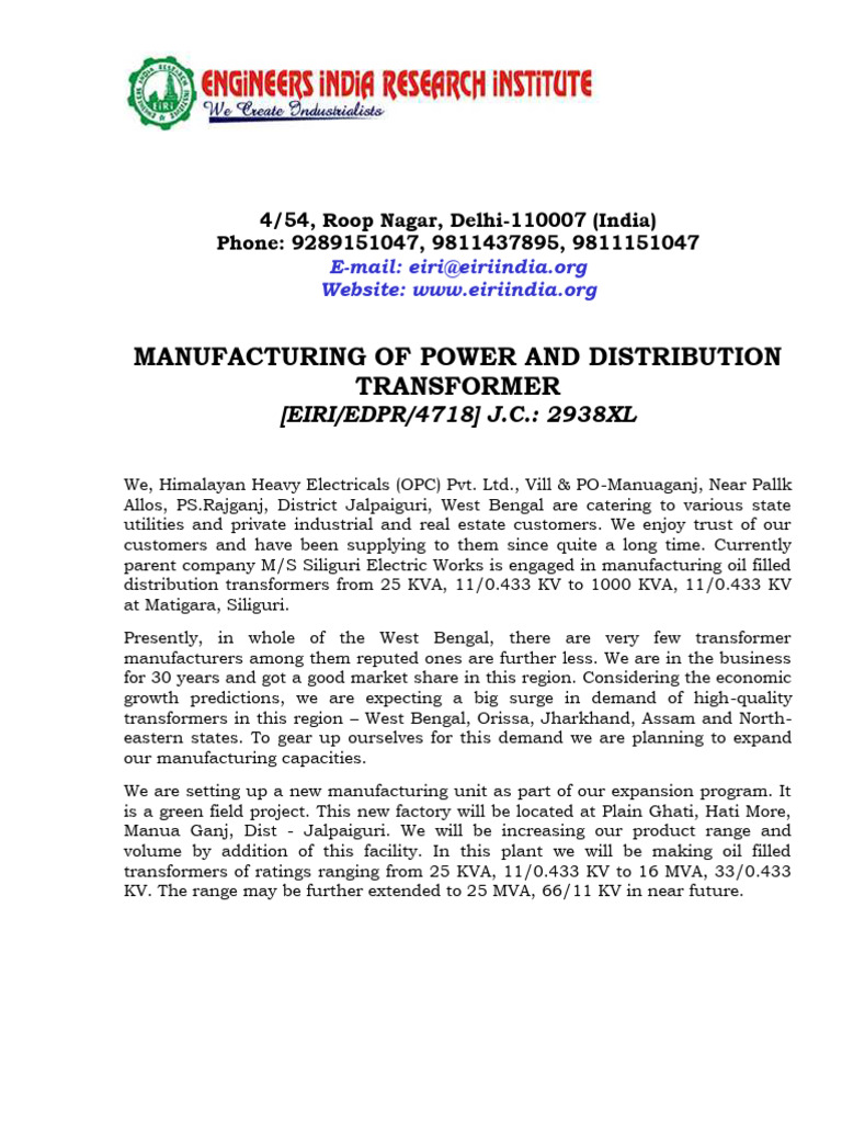 Power and Distribution Transformer Manufacturing Guide | PDF ...