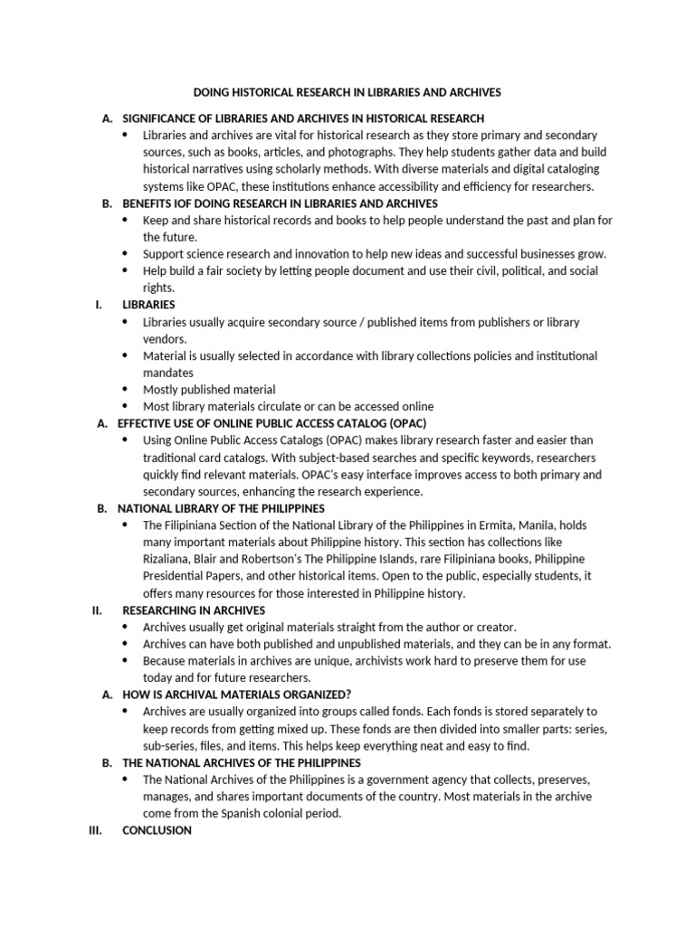 Historical Research in Libraries & Archives | PDF | Archive | Libraries