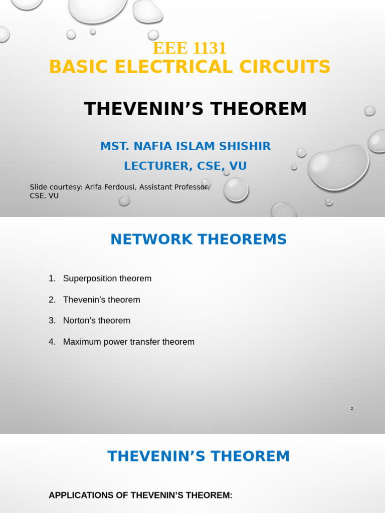 Thevinin's Theorem | PDF | Electrical Network | Electronics