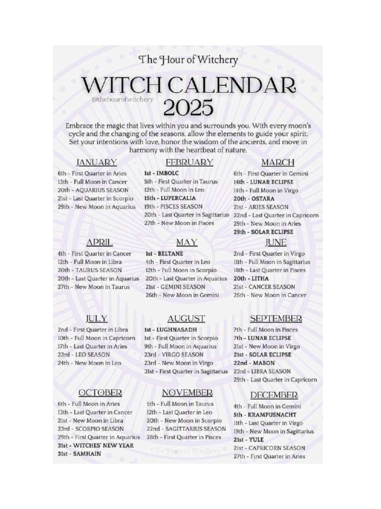 Witch Calander 2025 | PDF
