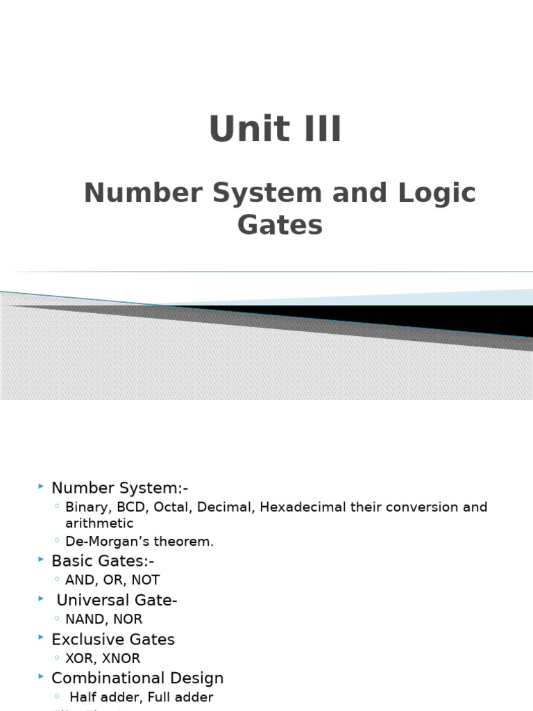 Unit III - Number System and Logic Gates | PDF | Logic Gate ...