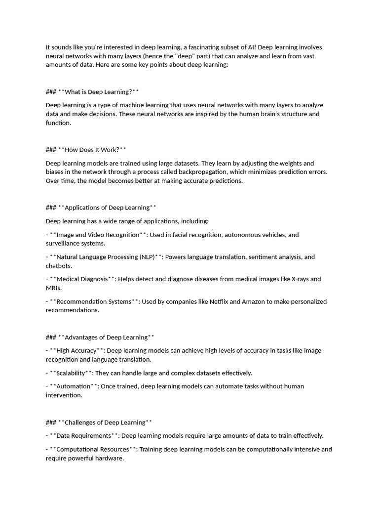 Deep Learning: Key Concepts & Applications | PDF