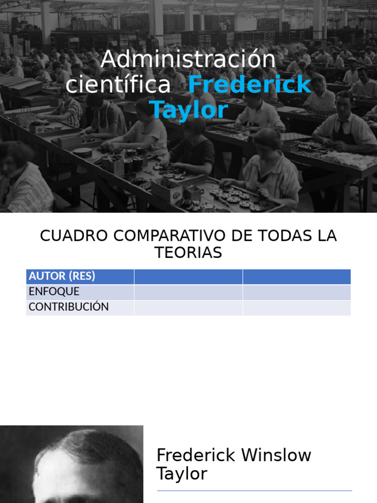 Administración Científica Frederick Taylor | PDF | Economias
