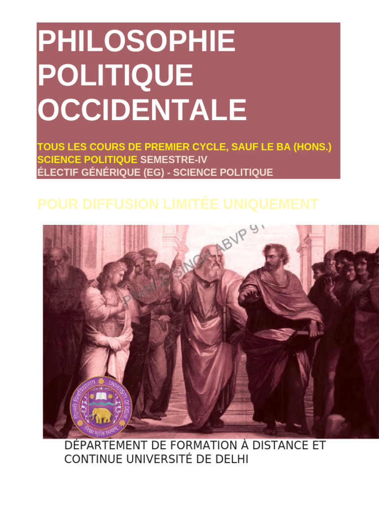 Philosophie Politique Occidentale | PDF | Platon | Socrate