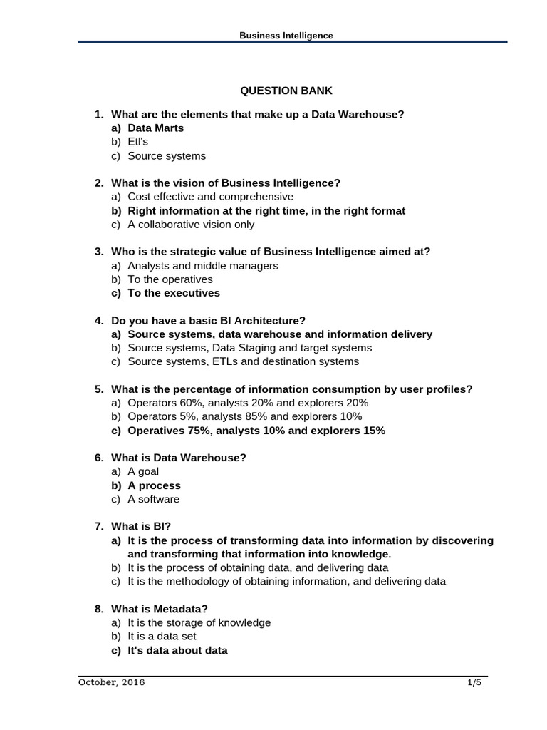 Business Intelligence Fundamentals | PDF | Data Warehouse | Business ...