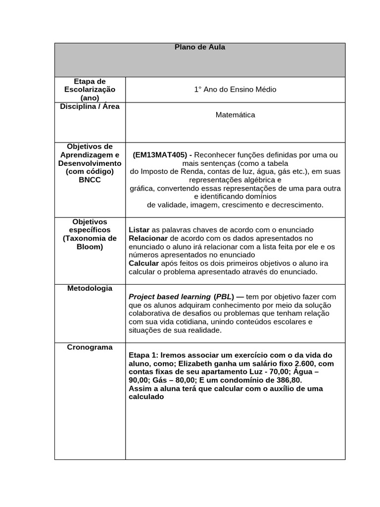 Plano de Aula _ EJA Julianaa | PDF