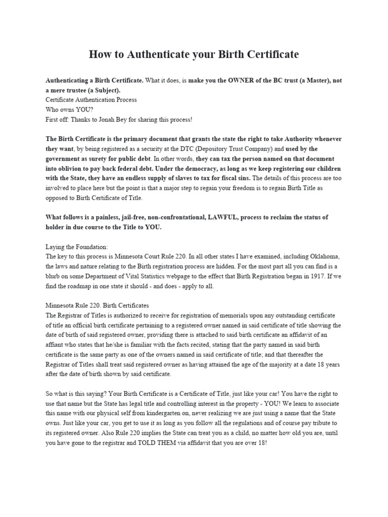 How to Authenticate your Birth Certificate | PDF | Deed | Birth Certificate