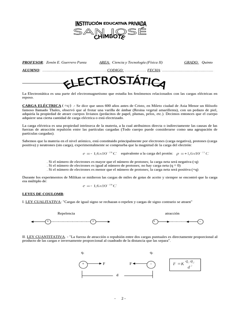 Fundamentos de la Electrostática | PDF | Condensador | Electricidad