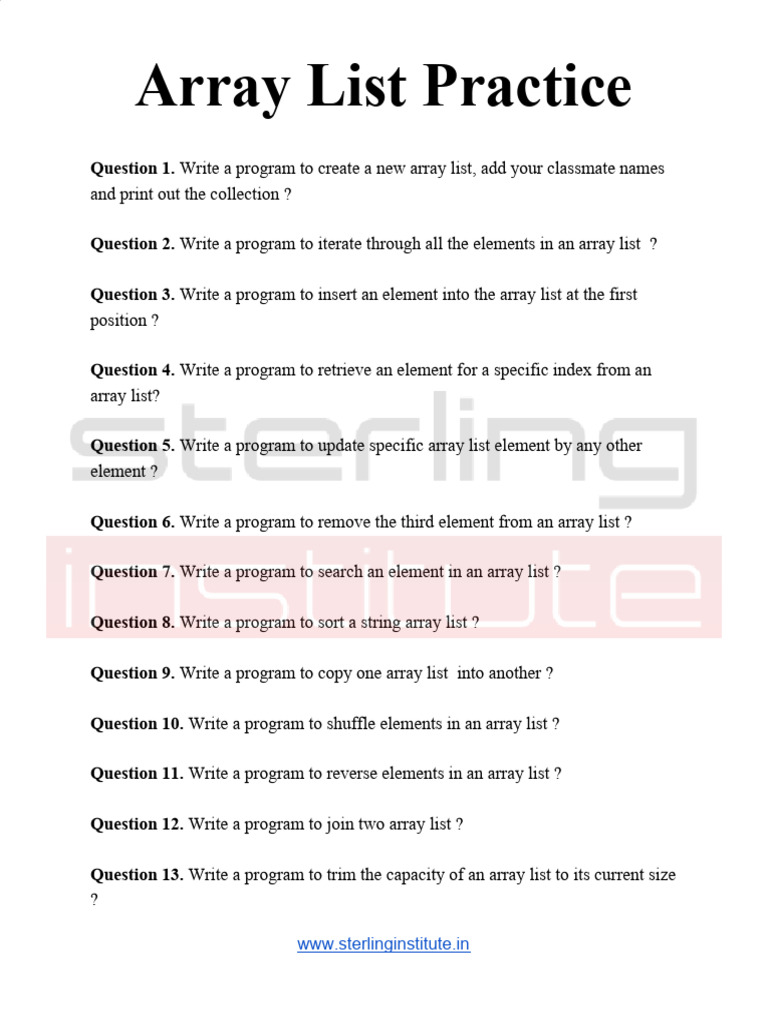 ArrayList Practice | PDF ArrayList Practice | PDF