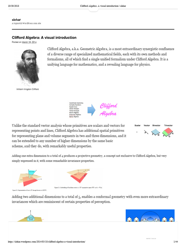Geometric Clifford Algebra 1 A Visual Introduction Pdf Euclidean Vector Vector Space