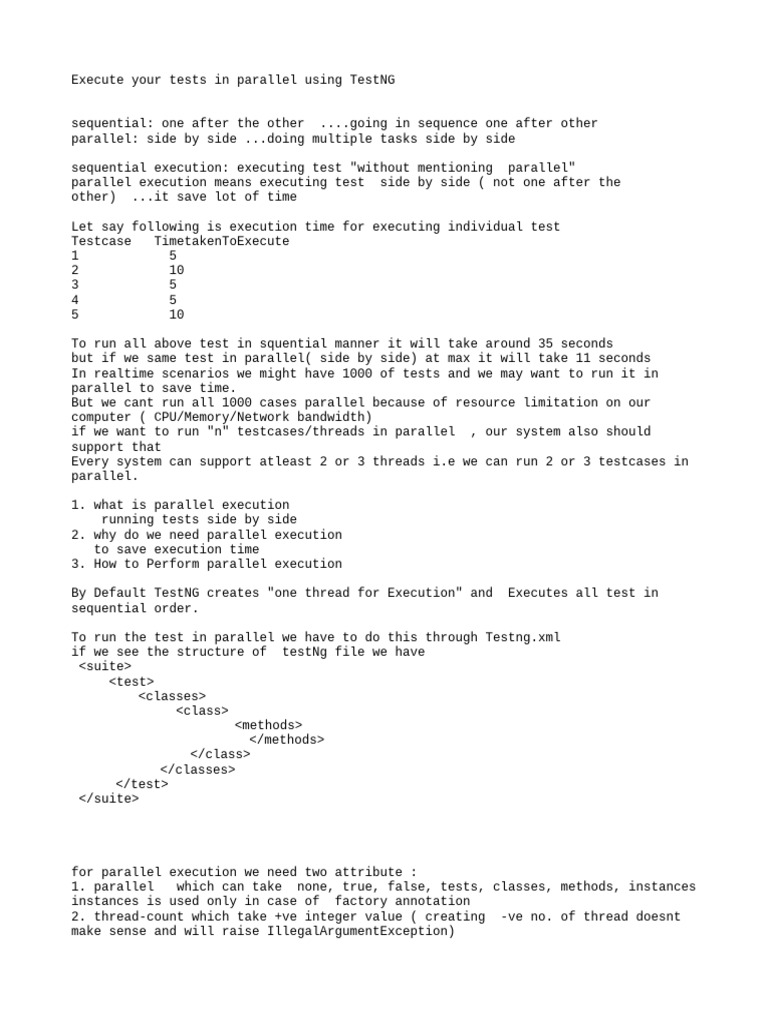 TestNG Parallel execution | PDF | Parallel Computing | Sequence