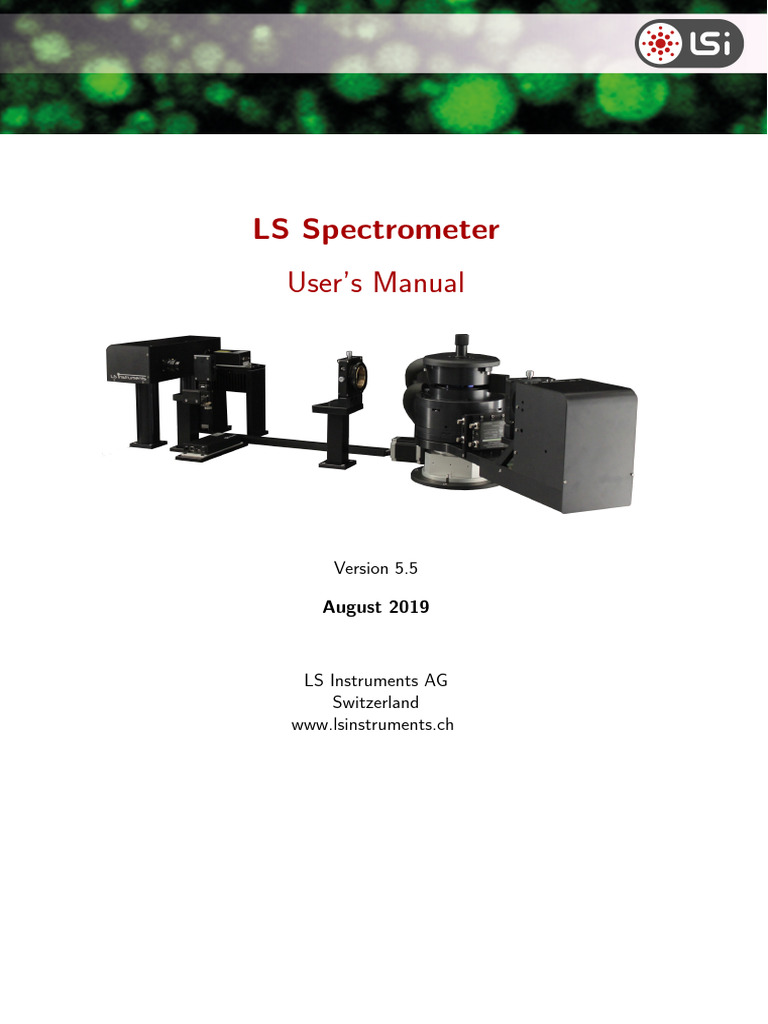 2019 August LS Spectrometer User Manual | PDF | Electromagnetic Radiation | Optics