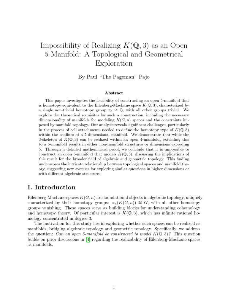 5D Manifold Limits for K(Q, 3) | PDF | Topology | Dimension