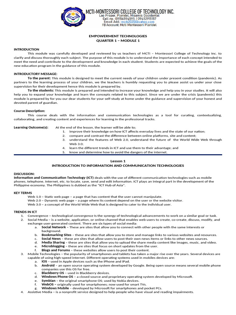 Q1M1 - E-Tech | PDF | Malware | Computer Virus