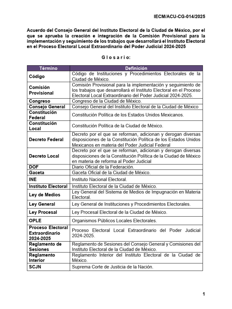IECM-ACU-CG-014-2025 | PDF | México | Judicaturas