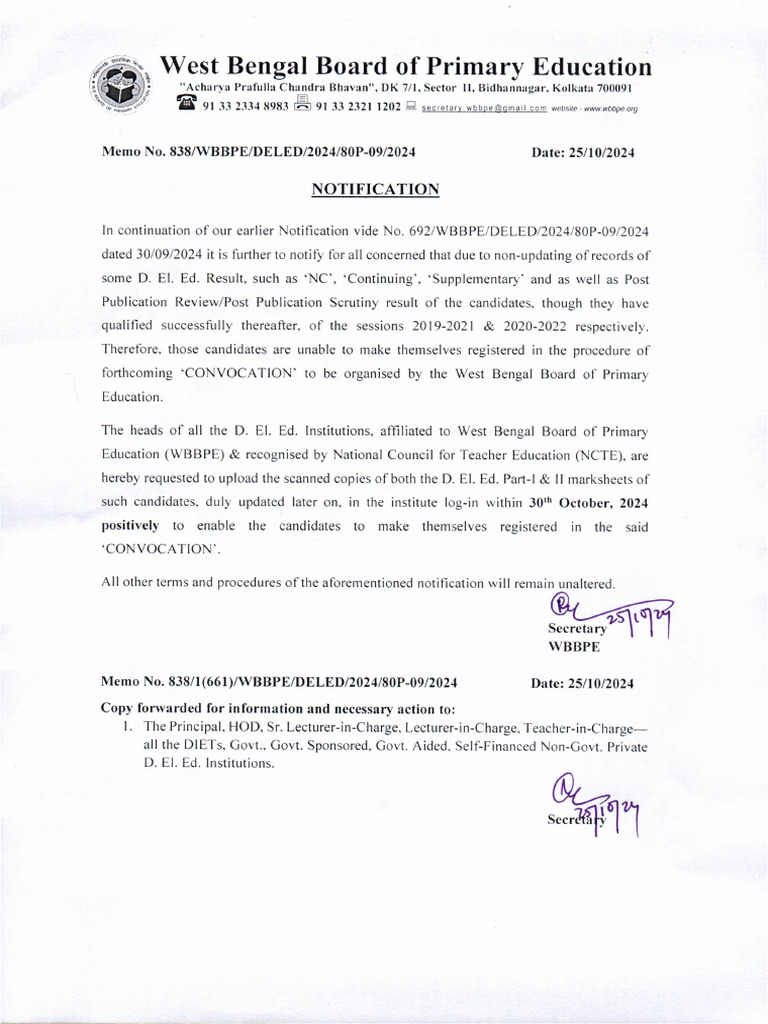 Wbbpe Notice 25.10.24 | PDF